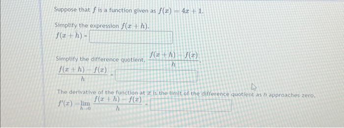Solved Suppose that f is a function given as f(x) = 4x + 1. | Chegg.com