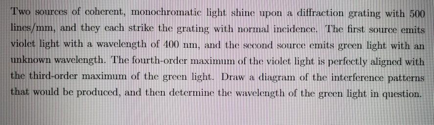 Solved Two sources of coherent, monochromatic light shine | Chegg.com