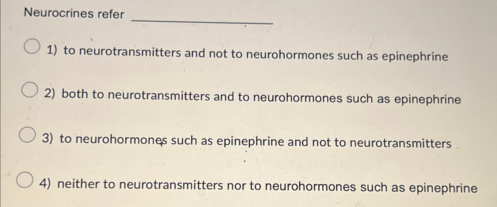 Solved Neurocrines refer q,to neurotransmitters and not to | Chegg.com