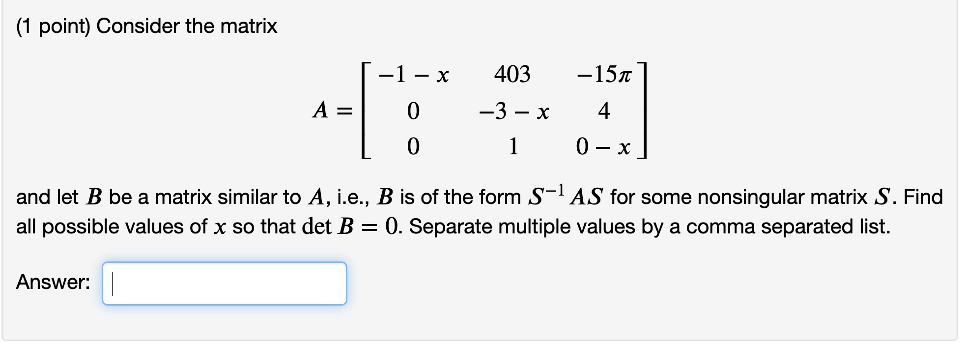Solved (1 ﻿point) ﻿Consider the | Chegg.com