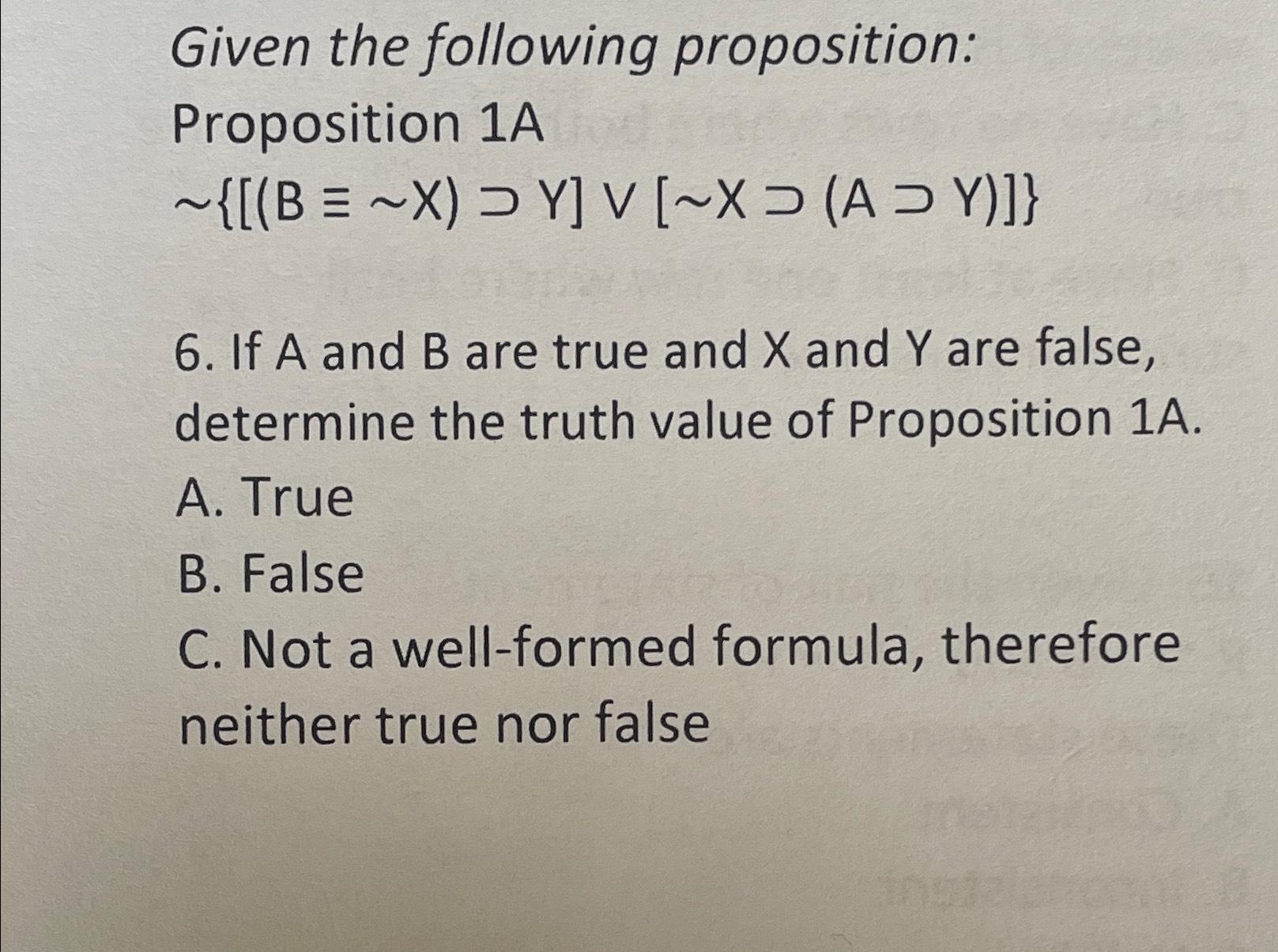 Given the following proposition:Proposition | Chegg.com