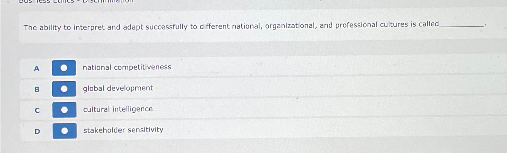 Solved The ability to interpret and adapt successfully to | Chegg.com