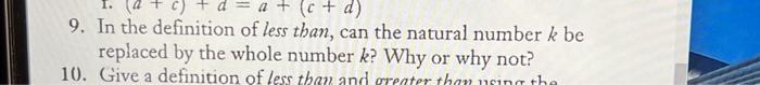 Solved 9. In the definition of less than, can the natural | Chegg.com