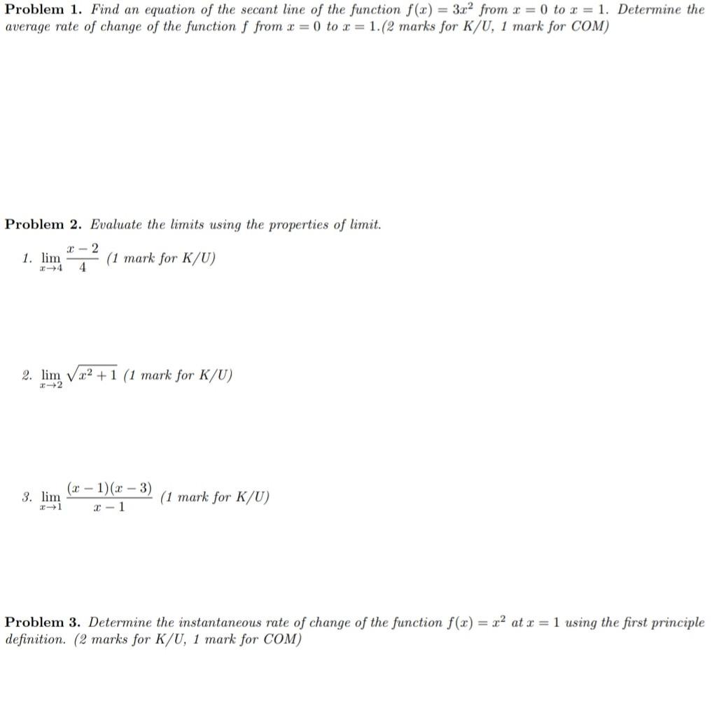 Solved Problem 1. Find an equation of the secant line of the | Chegg.com