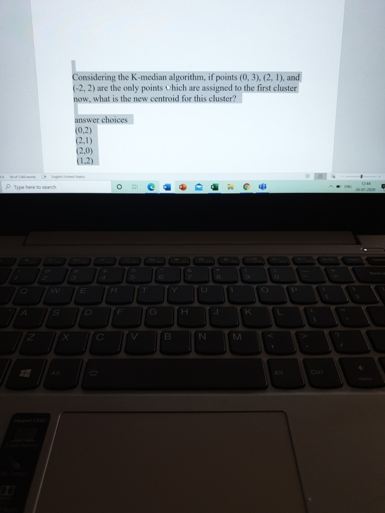 Solved Considering The K Median Algorithm If Points 03 1310