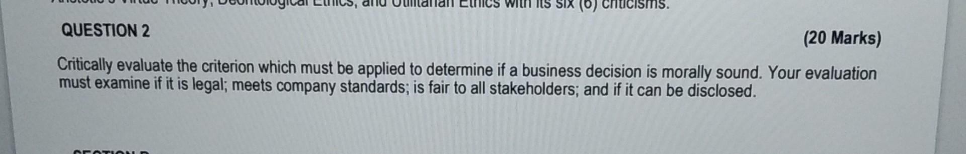 Solved QUESTION 2 (20 Marks) Critically evaluate the | Chegg.com