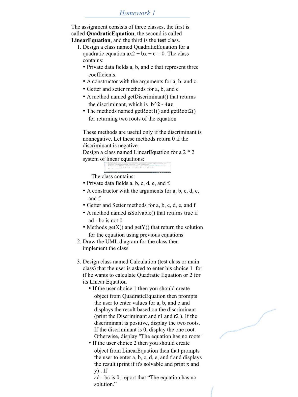 Solved Homework 1The assignment consists of three classes, | Chegg.com