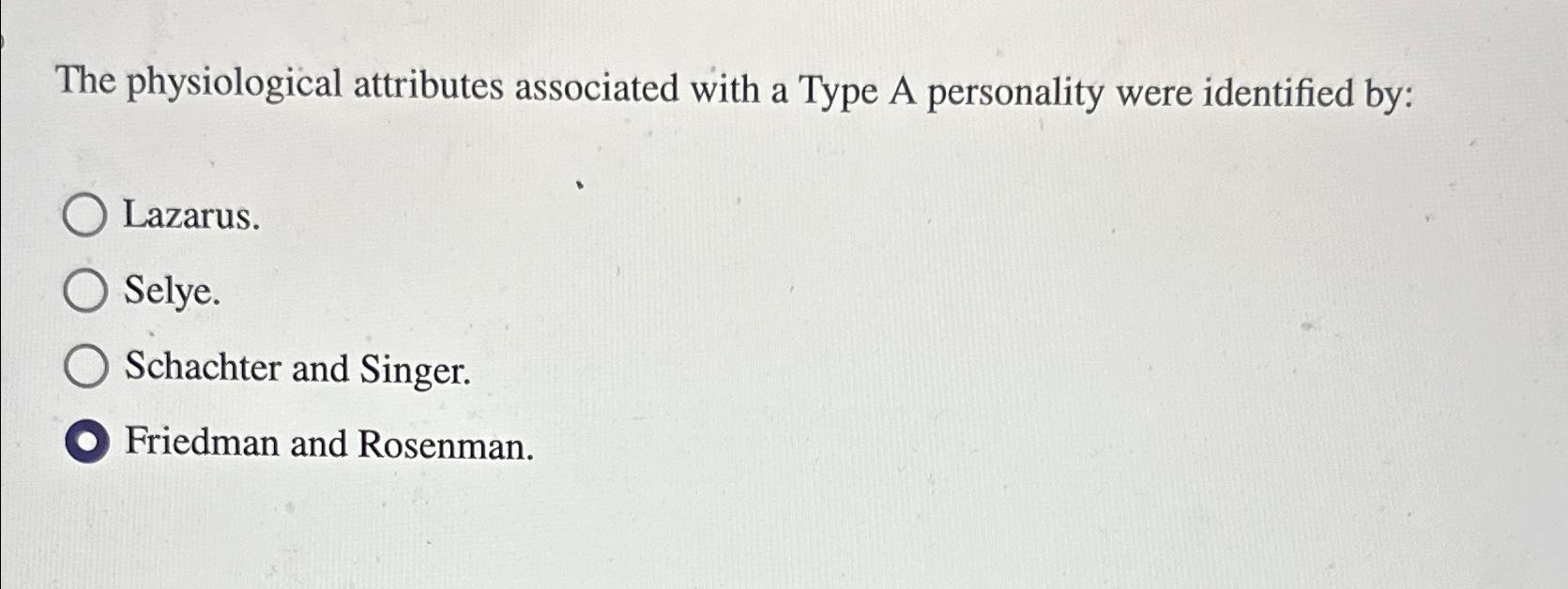 Solved The physiological attributes associated with a Type A | Chegg.com