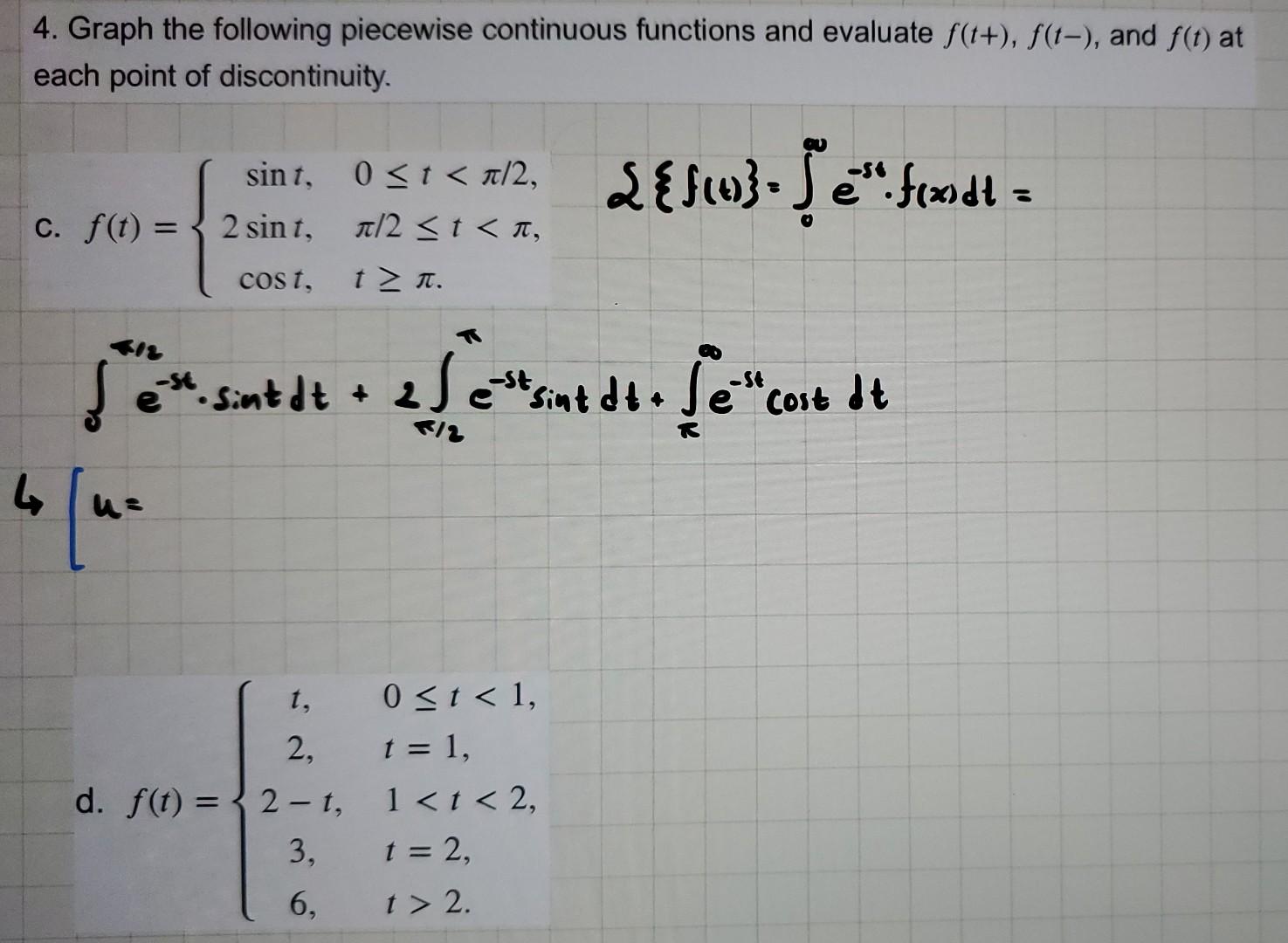 Solved 4. Graph the following piecewise continuous functions | Chegg.com