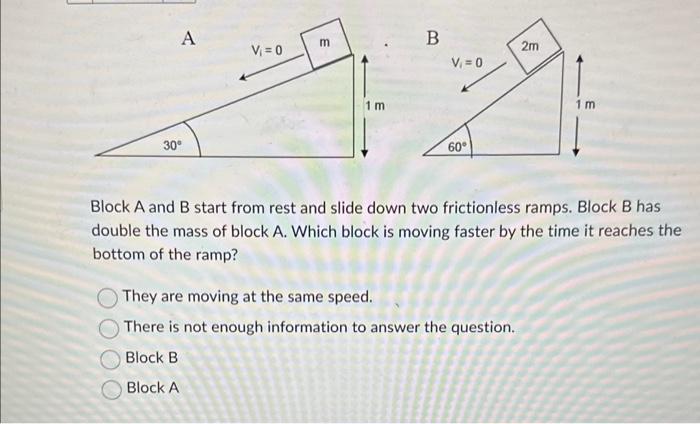 Solved Block A and B start from rest and slide down two | Chegg.com