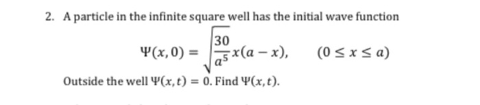 Solved 2. A particle in the infinite square well has the | Chegg.com