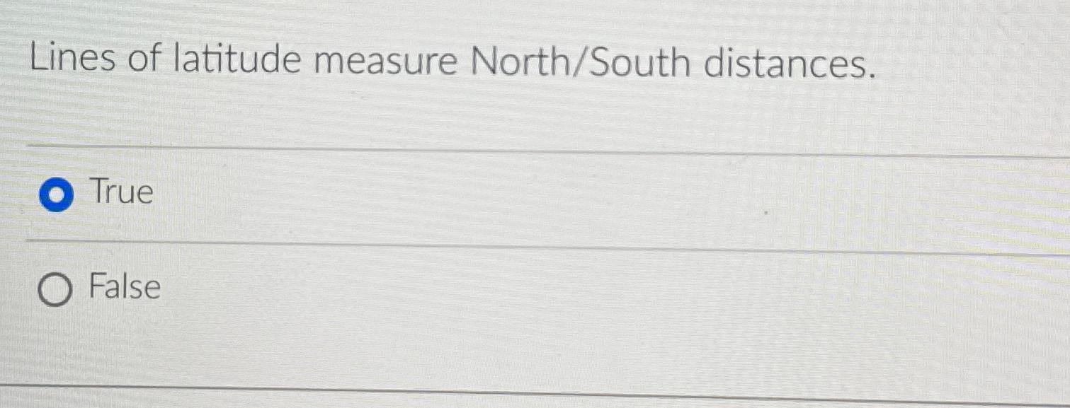 Solved Lines of latitude measure North/South | Chegg.com