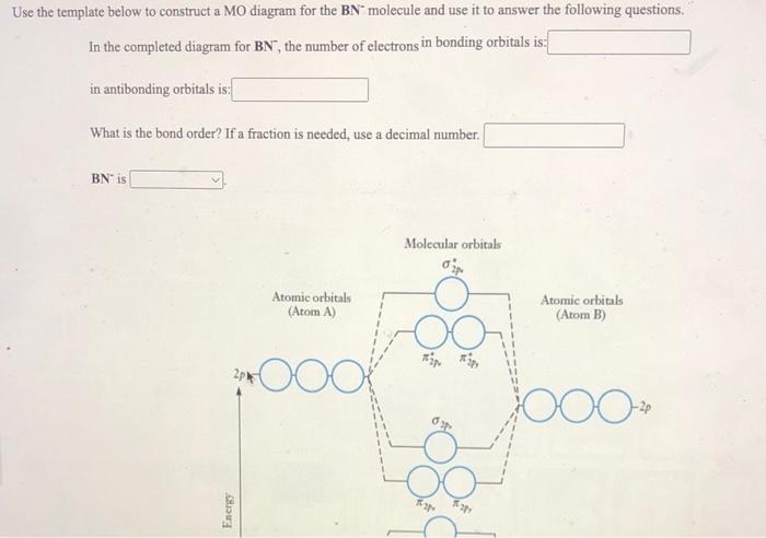 Solved Use the template below to construct a MO diagram for | Chegg.com