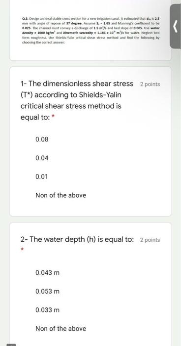 Solved 0.3. Design an ideal stable cross section for a new | Chegg.com