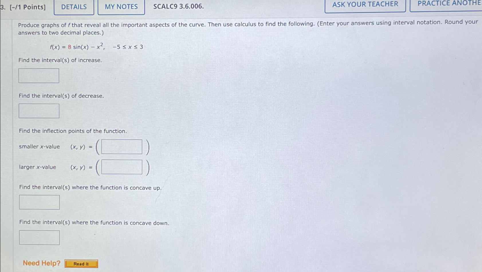 Solved [-/1 ﻿Points]SCALC9 3.6.006.PRACTICE ANOTHEProduce | Chegg.com