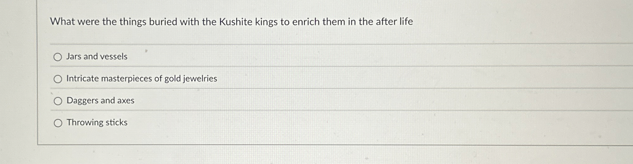 Solved What were the things buried with the Kushite kings to | Chegg.com