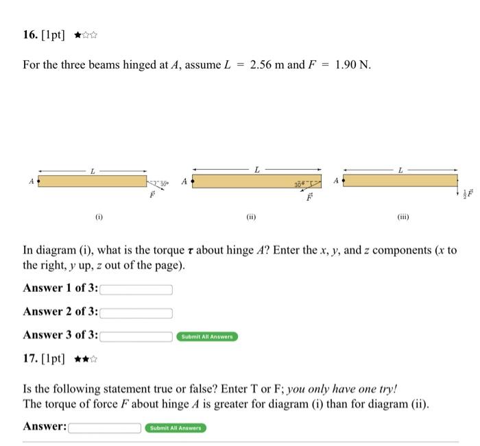 Solved For the three beams hinged at A, assume L=2.56 m and | Chegg.com