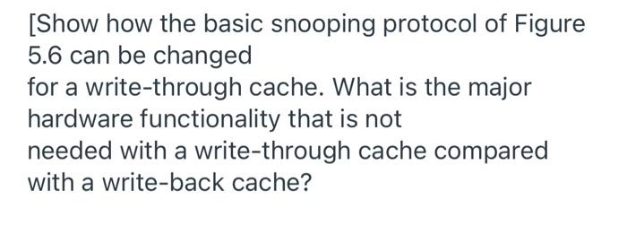 Solved [show How The Basic Snooping Protocol Of Figure 5 6