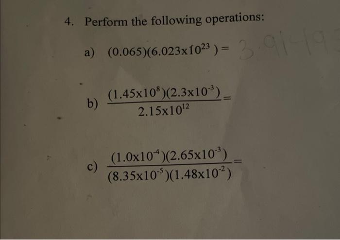 Solved Perform the following operations: a) | Chegg.com