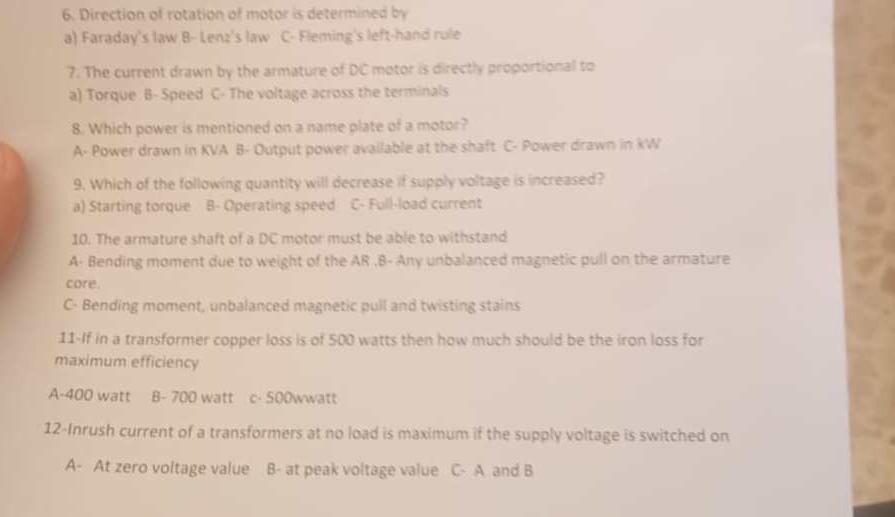 Solved Direction of rotation of motor is determined bya) | Chegg.com