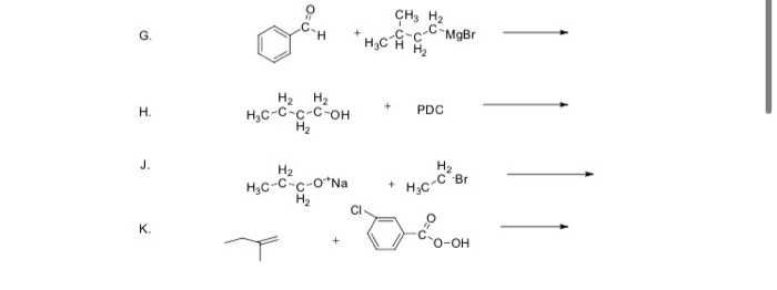 Solved CH3 H2 G. * Hoc , CMgør H. H2H2 HyC-CC-C-OH H2 PDC J. | Chegg.com