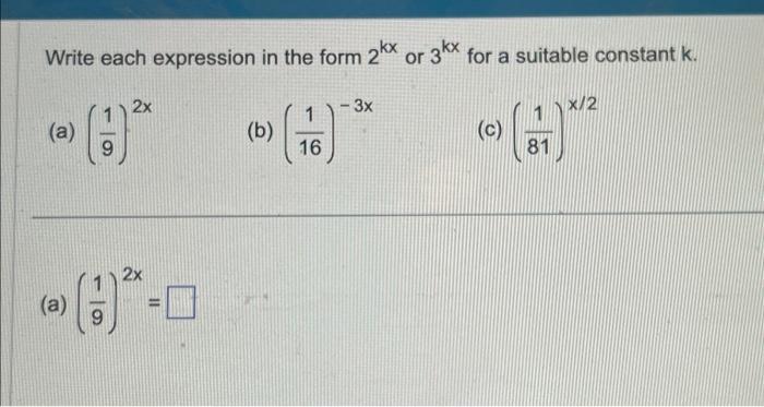Solved Write each expression in the form 2kx or 3kx for a | Chegg.com