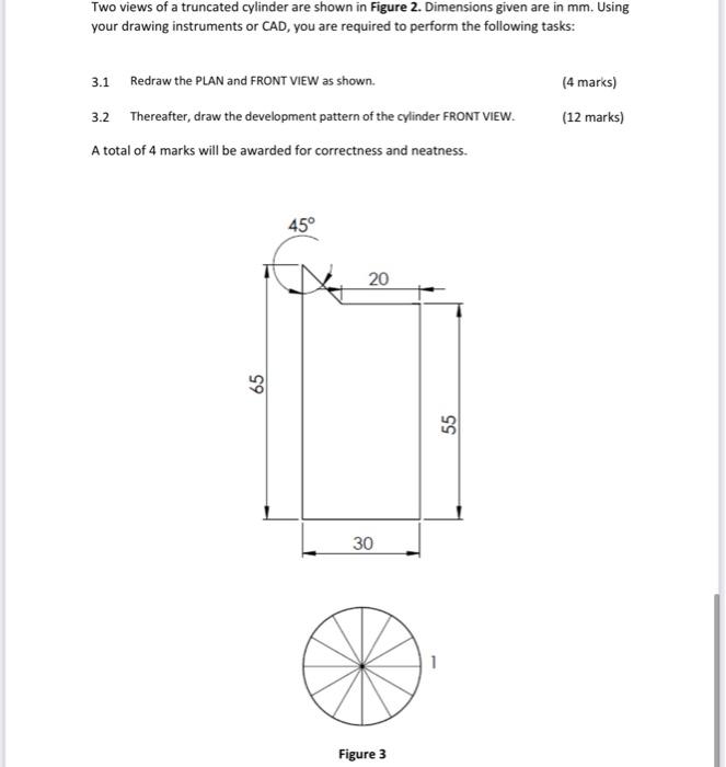 Solved Two views of a truncated cylinder are shown in Figure | Chegg.com