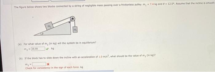 Solved The figure below shows two blocks connected by a | Chegg.com
