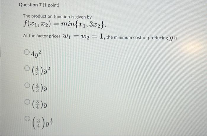 Solved The production function is given by | Chegg.com