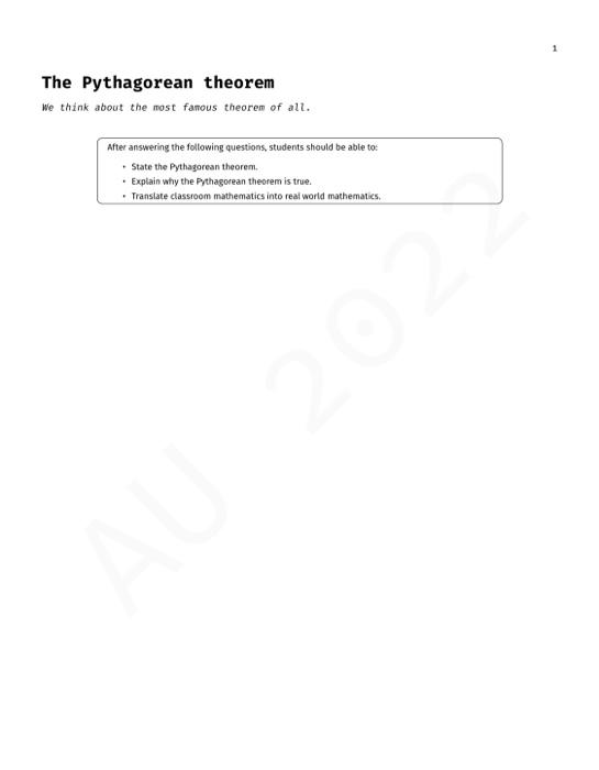 Solved The Pythagorean theorem We think about the most | Chegg.com