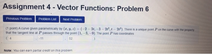 Solved Assignment 4 Vector Functions Problem 6 Previous 8138