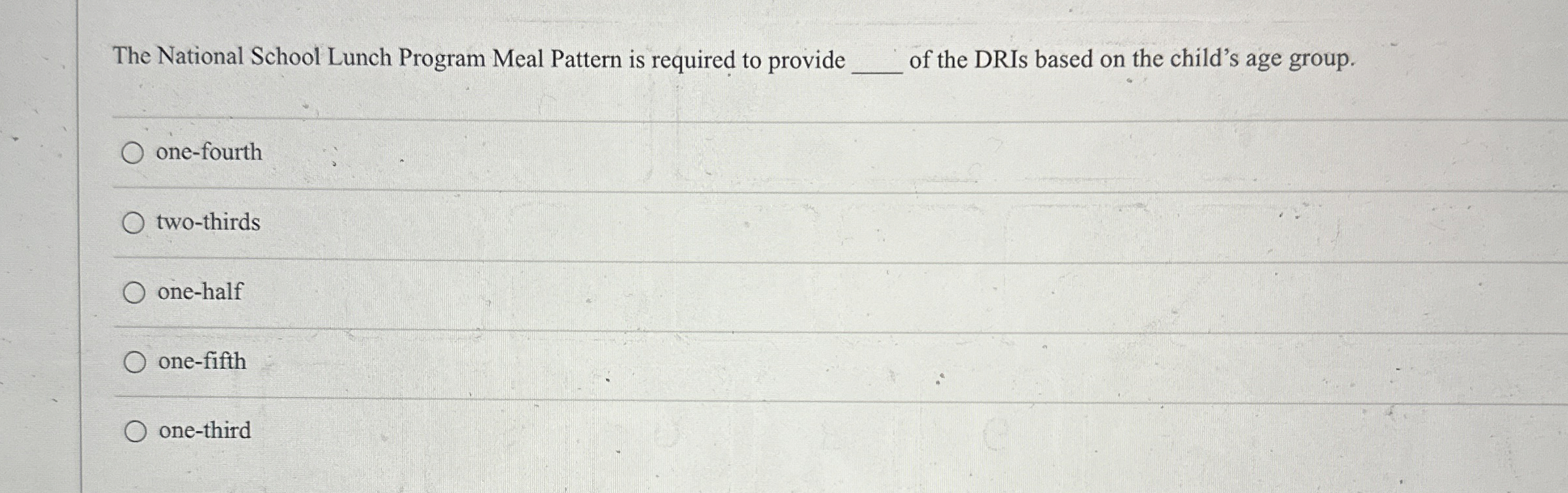 The National School Lunch Program Meal Pattern is | Chegg.com