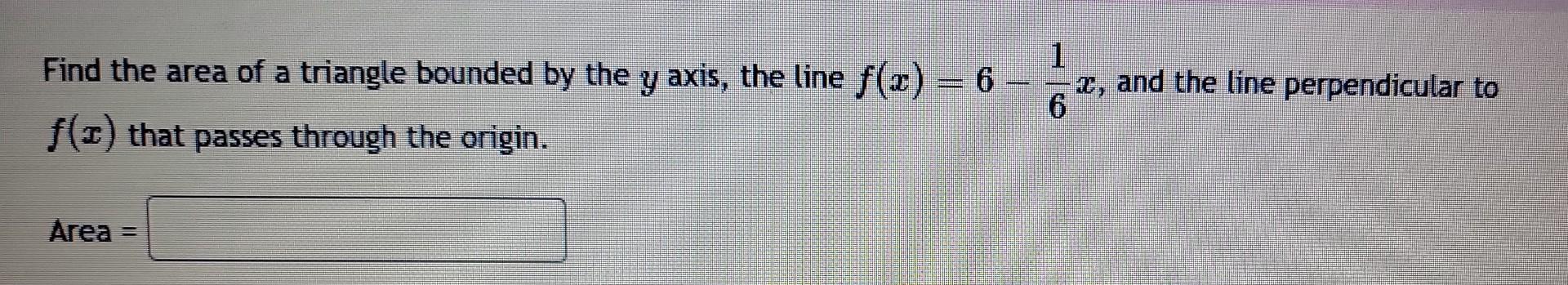 Solved Find the area of a triangle bounded by the y axis, | Chegg.com