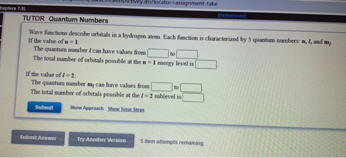 Solved hapters 7-8) TUTOR Quantum Numbers vity.do?locator | Chegg.com