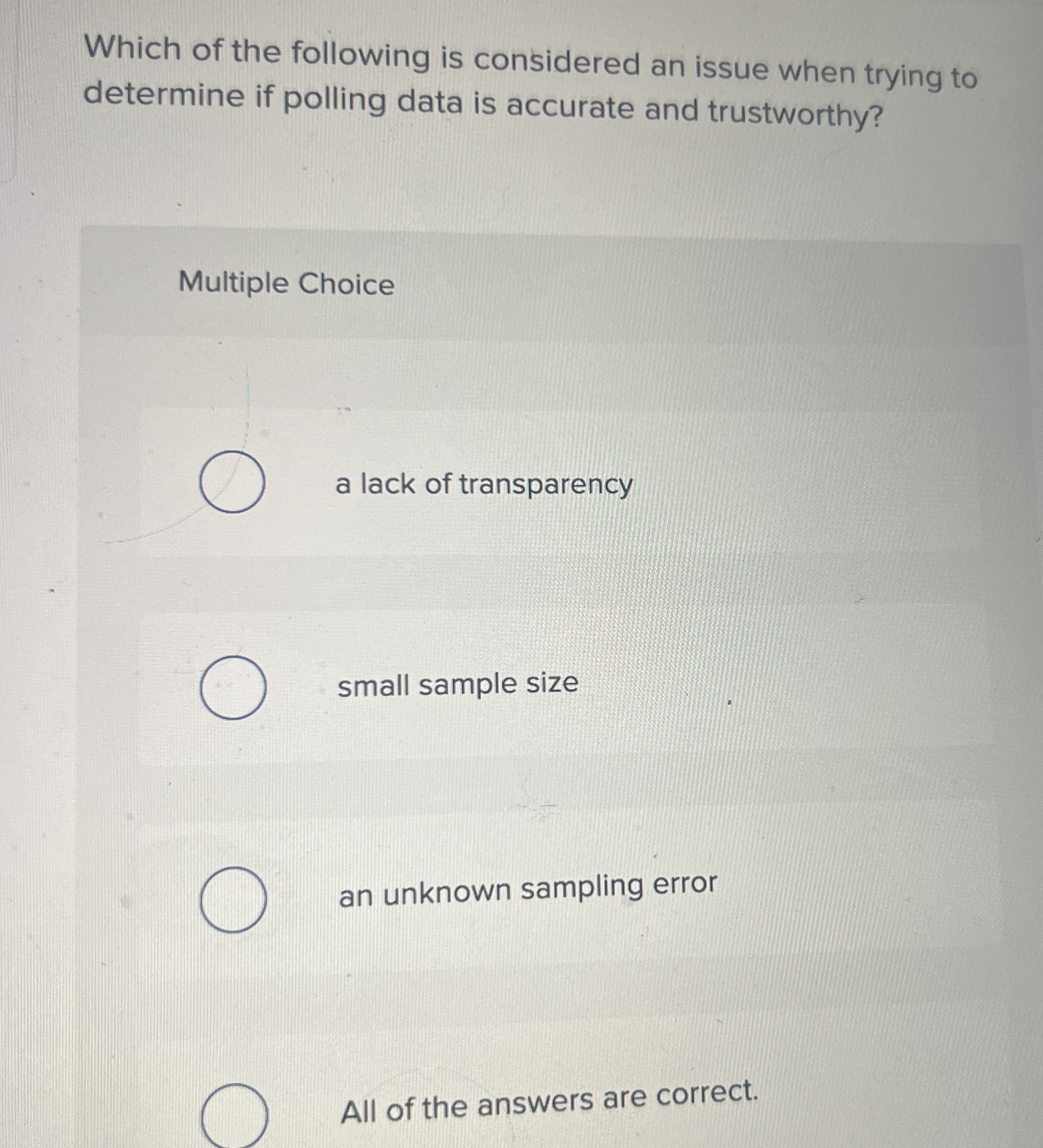 Solved Which of the following is considered an issue when | Chegg.com