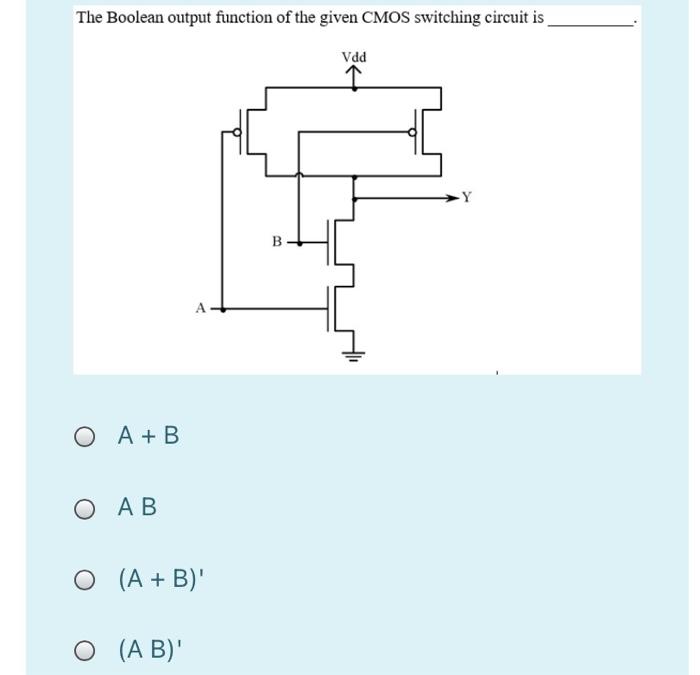 Solved The Boolean output function of the given CMOS | Chegg.com