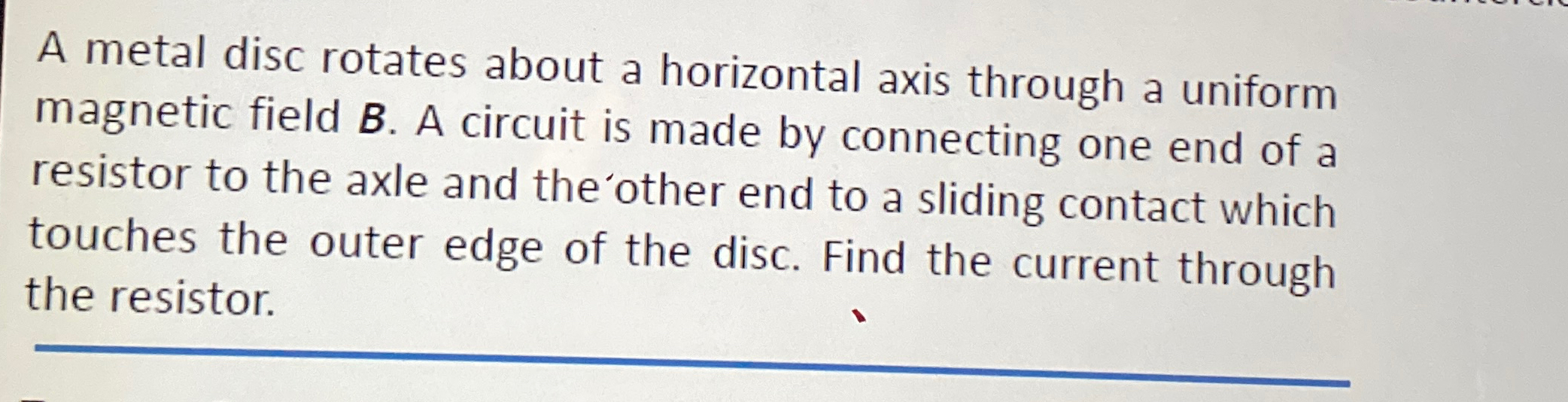 Solved A metal disc rotates about a horizontal axis through | Chegg.com