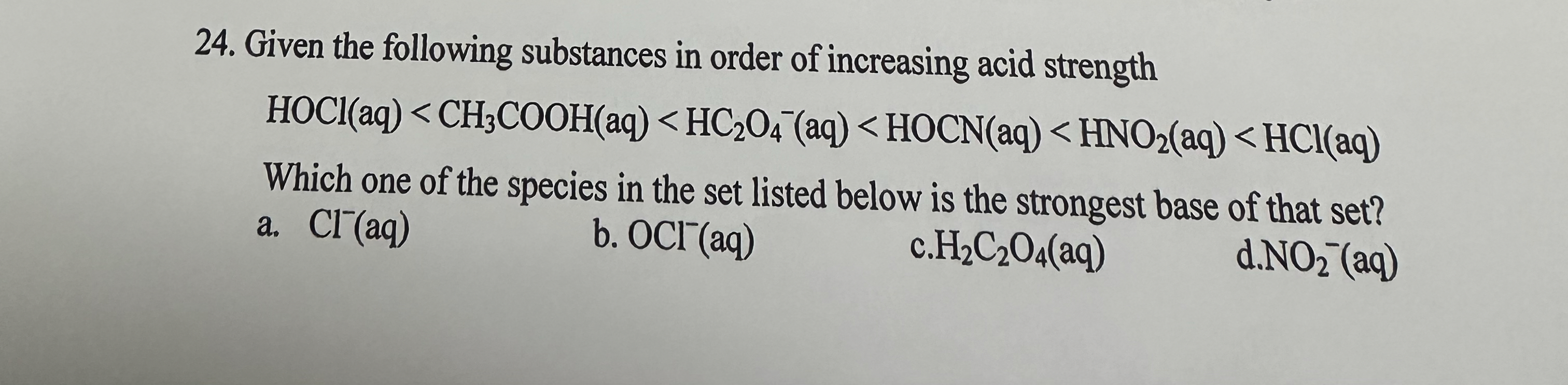 Solved Given the following substances in order of increasing | Chegg.com