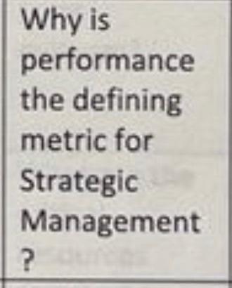 Solved Why is performance the defining metric for Strategic | Chegg.com