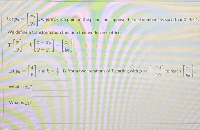 Solved Let p0=[x0y0], where p0 is a point in the plane and | Chegg.com