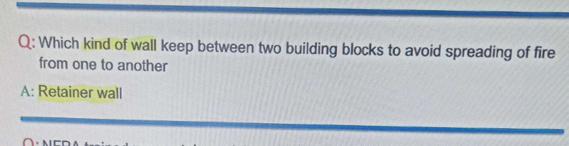 Solved Q: Which kind of wall keep between two building | Chegg.com