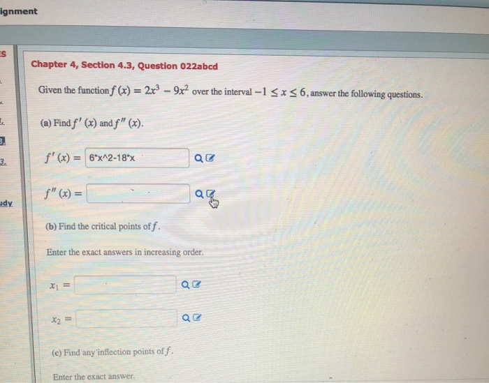 Solved ignment Chapter 4, Section 4.3, Question 022abcd | Chegg.com
