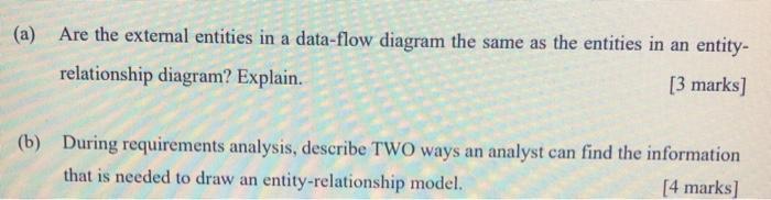 Solved (a) Are the external entities in a data-flow diagram | Chegg.com