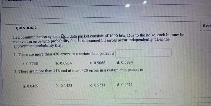 Solved QUESTION 2 5 poi In a communication system och data | Chegg.com