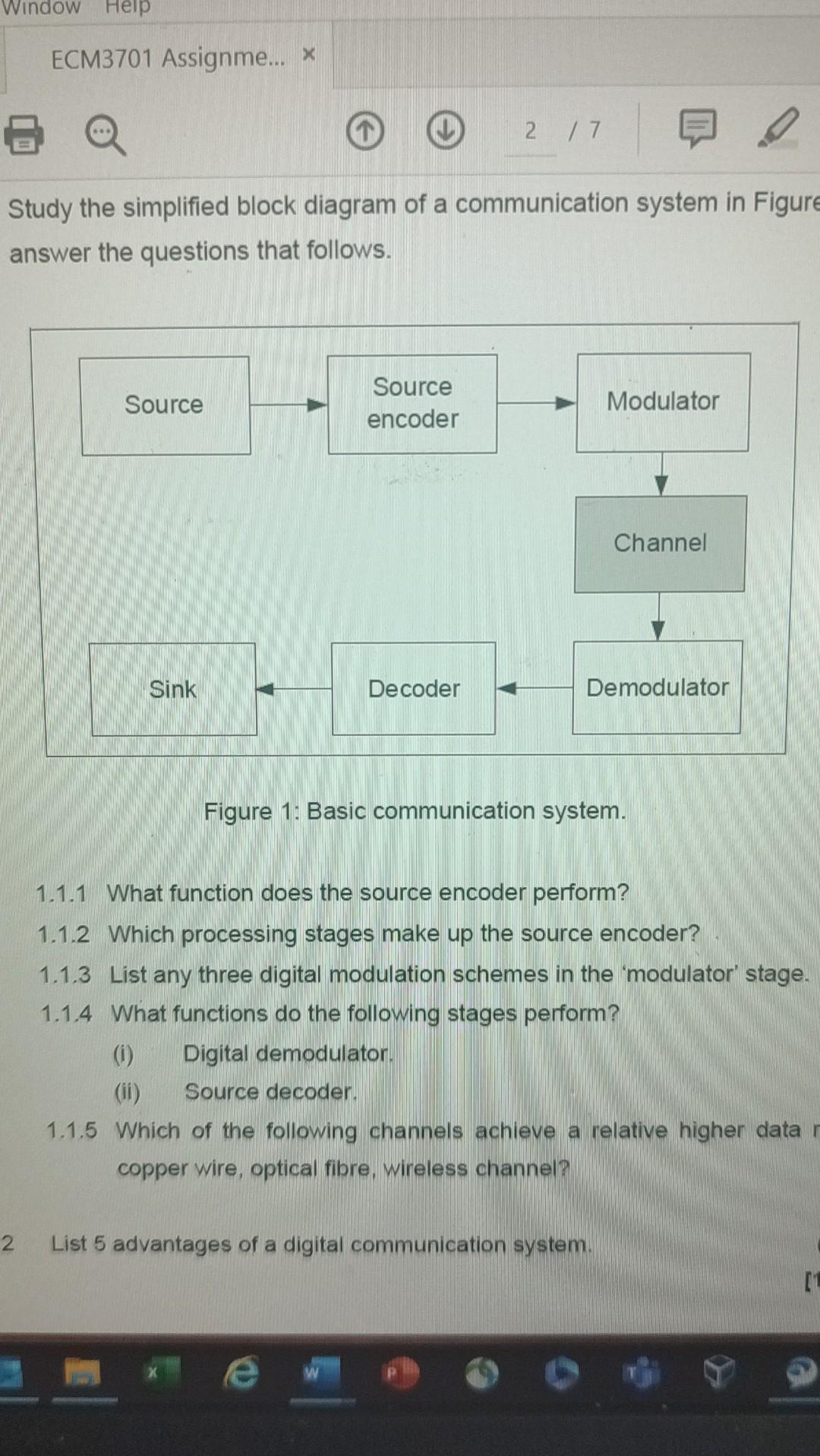 Study the simplified block diagram of a communication | Chegg.com