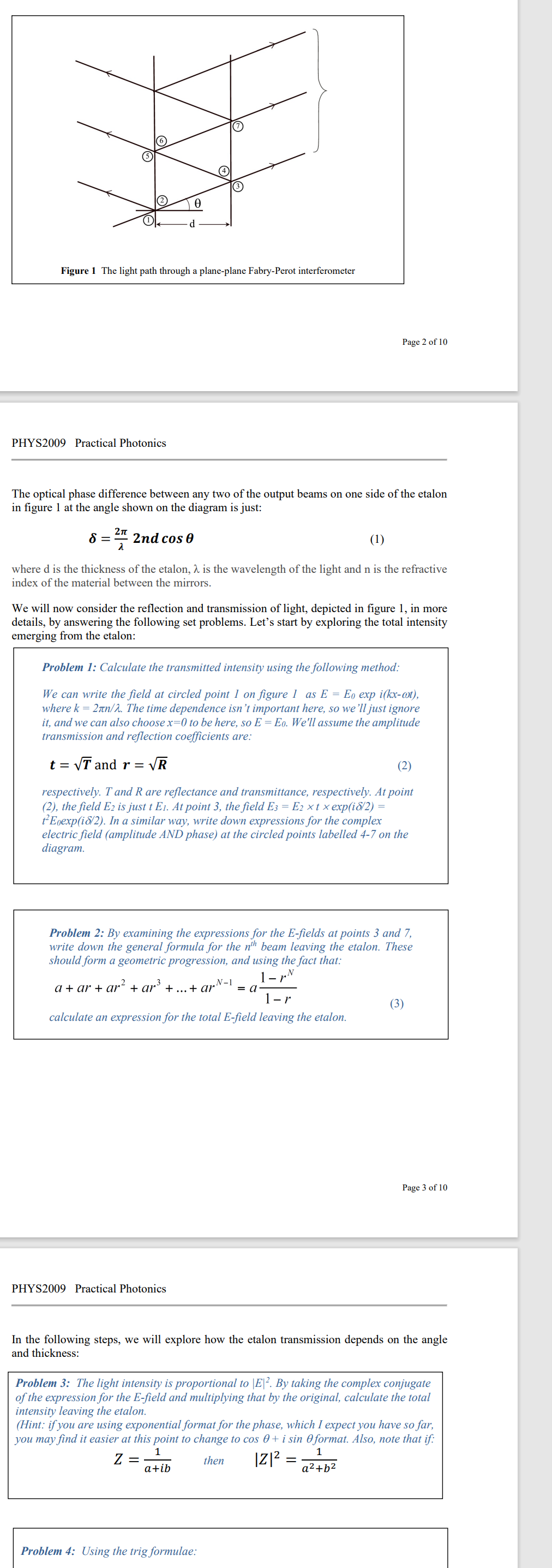 Solved PHYS2009 ﻿Practical PhotonicsThe optical phase | Chegg.com