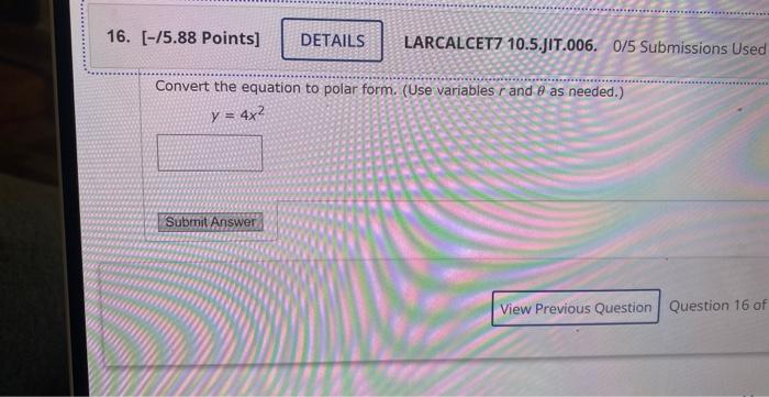 Solved Convert the equation to polar form. (Use variables r | Chegg.com