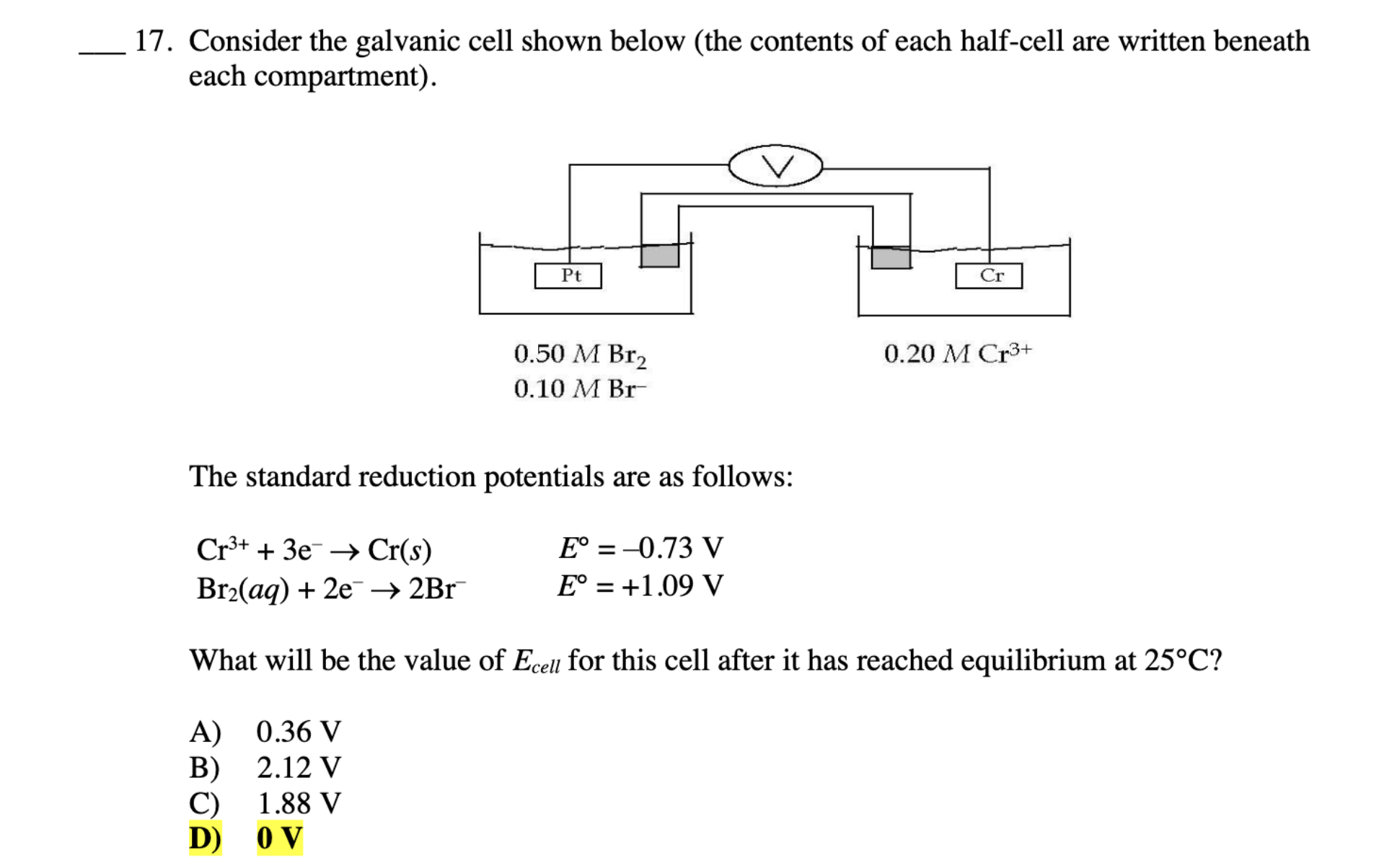 Solved Consider the galvanic cell shown below (the contents | Chegg.com