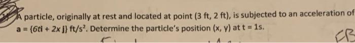Solved particle, originally at rest and located at point (3 | Chegg.com