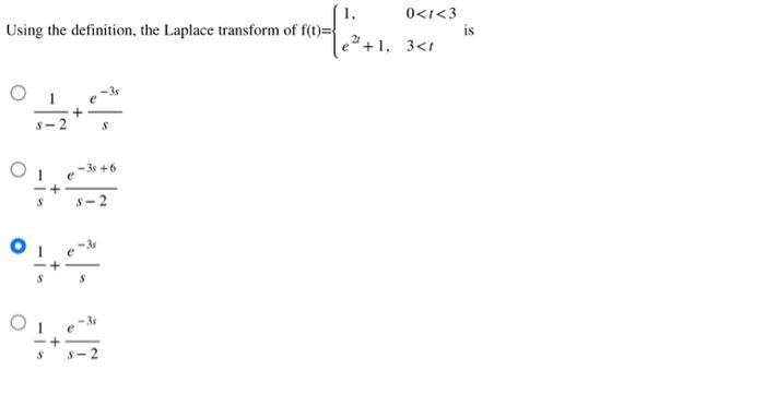 Solved ng the definition, the Laplace transform of | Chegg.com